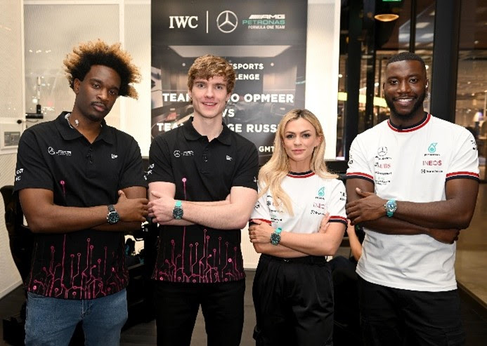 MERCEDES F1 DRIVER GEORGE RUSSELL AND ESPORTS CHAMPION JARNO OPMEER ...