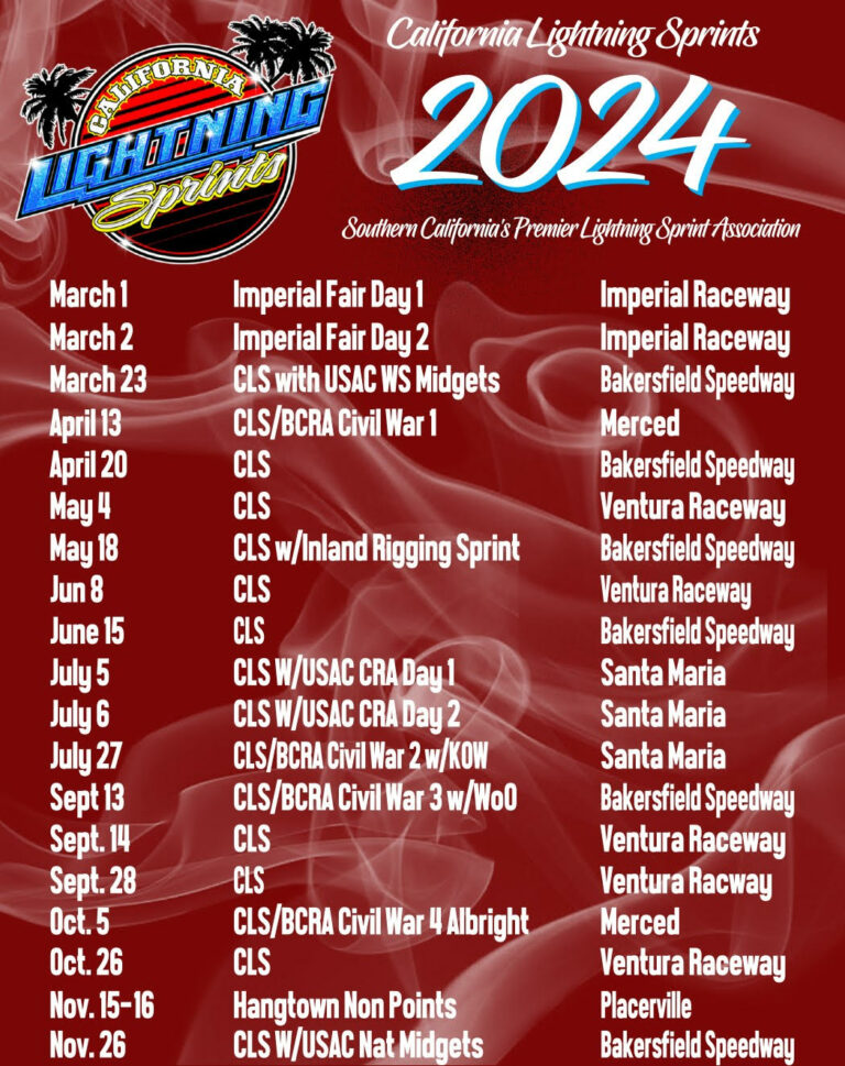 CALIFORNIA LIGHTNING SPRINT CAR SERIES ANNOUNCES 30TH SEASON SCHEDULE ...