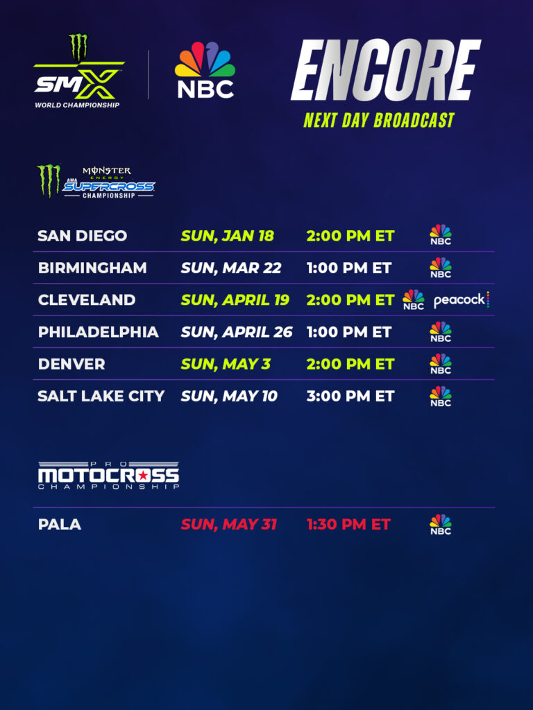NBC SPORTS AND THE SMX LEAGUE ANNOUNCE 2026 SMX WORLD CHAMPIONSHIP ...